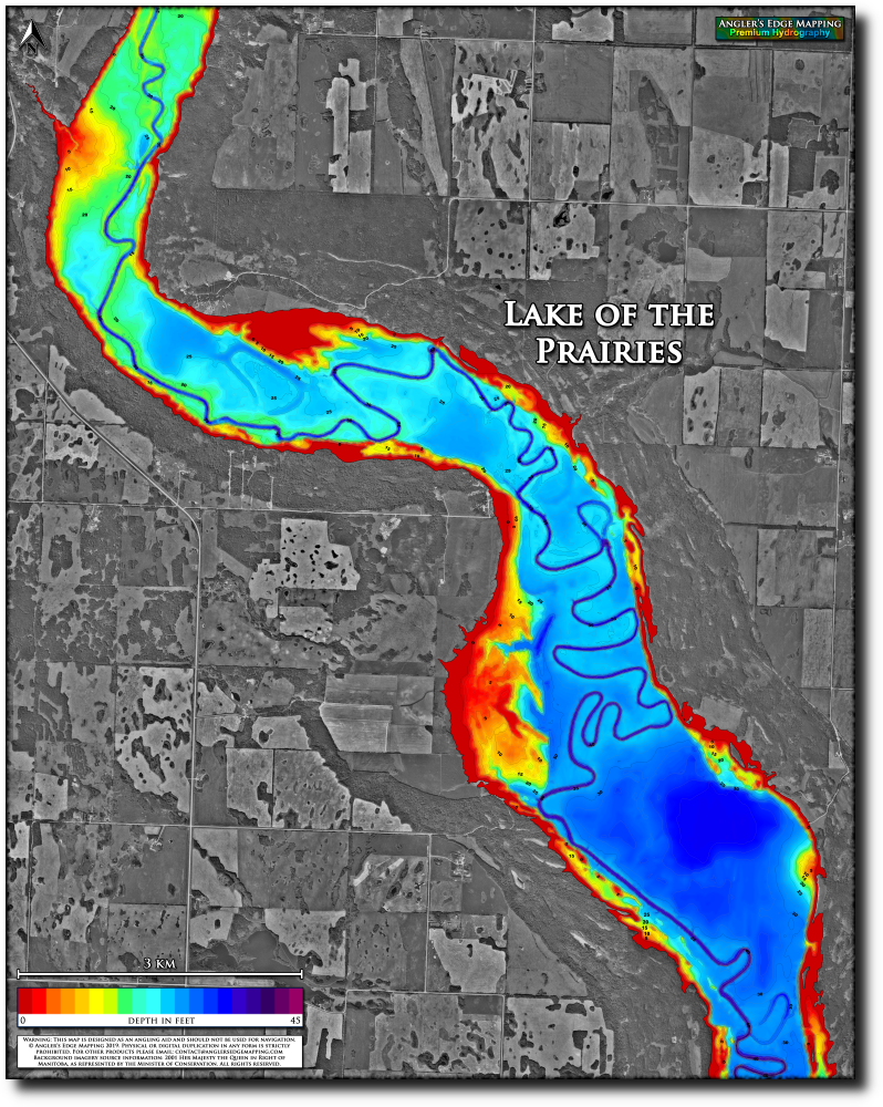 Lake of the Prairies - Central print map | Angler's Edge Mapping